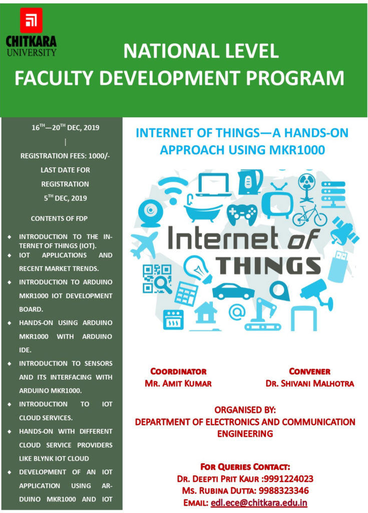 National Level Faculty Development Program on 'Internet of Things' | Chitkara University